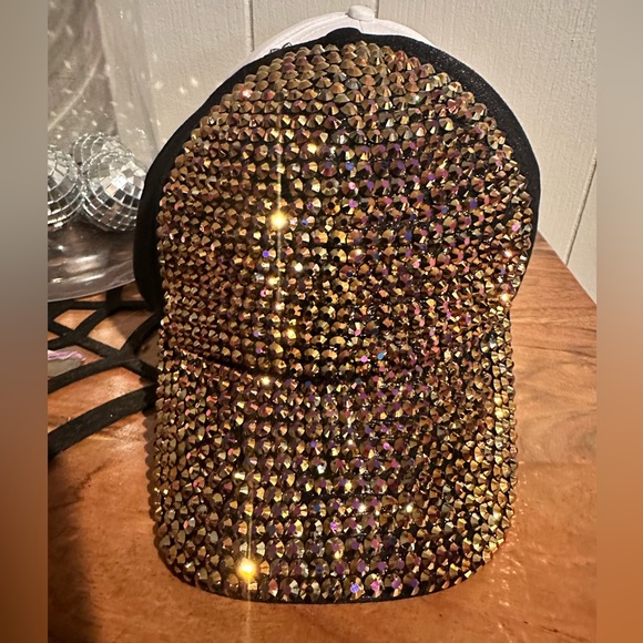 Accessories | Gold Iridescent Rhinestone Cap For Kids | Poshmark